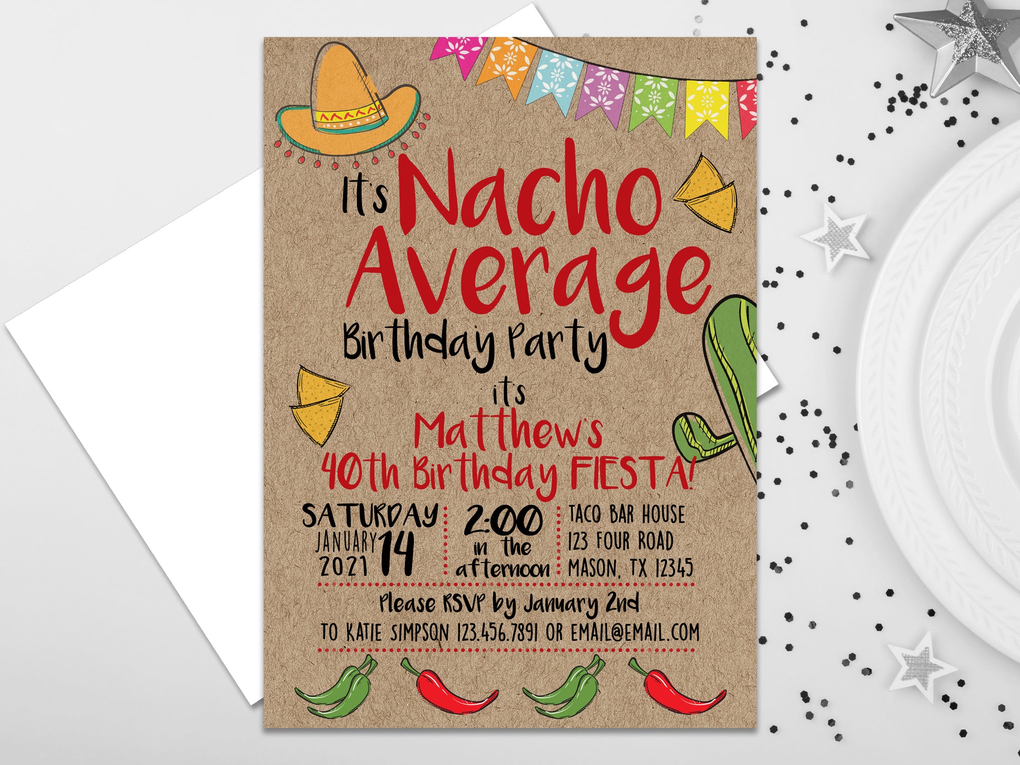 Nacho Average Birthday Party Invitations Photo Option | Party Print Express
