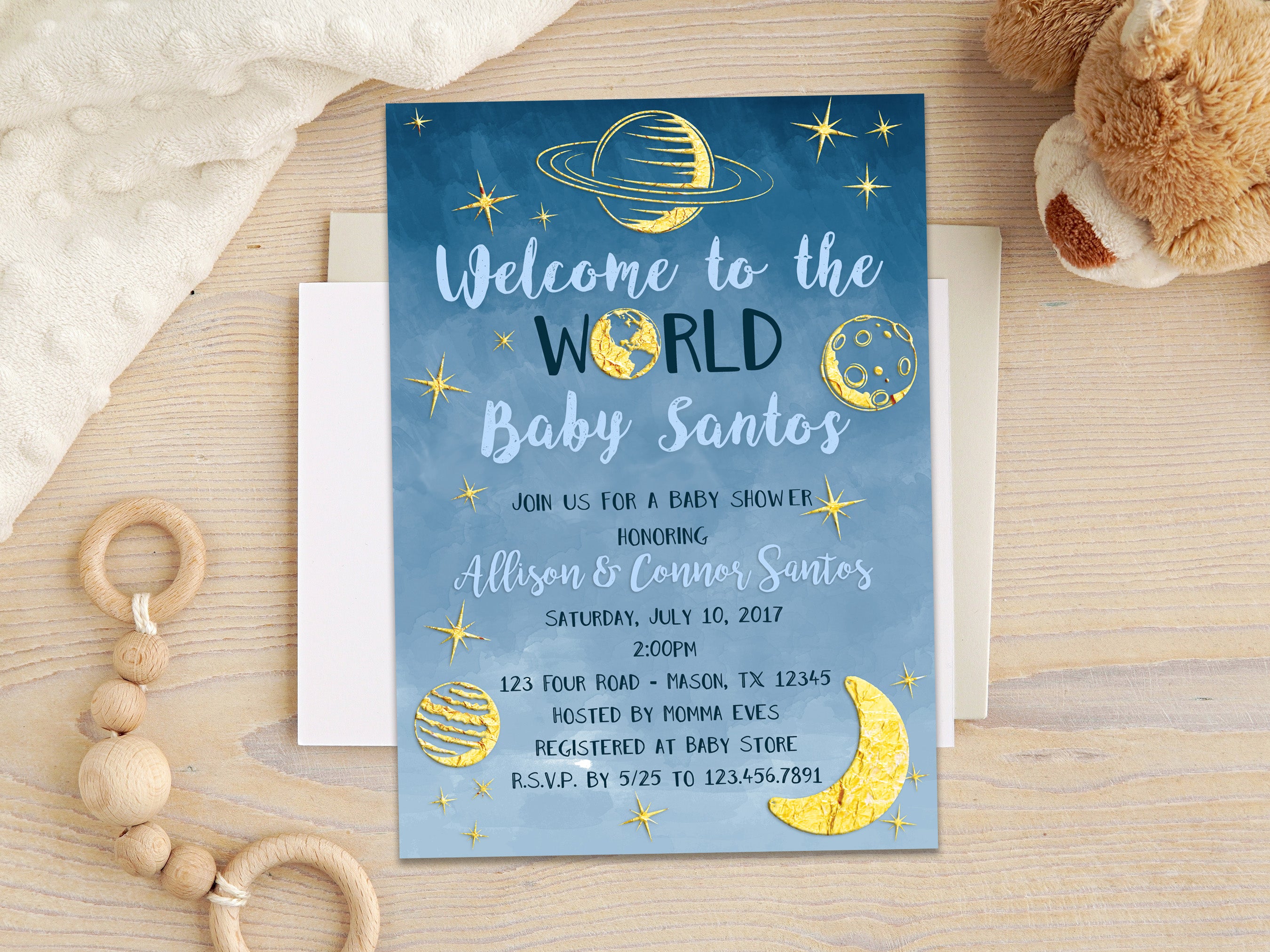 Solar System Baby Shower Invitations