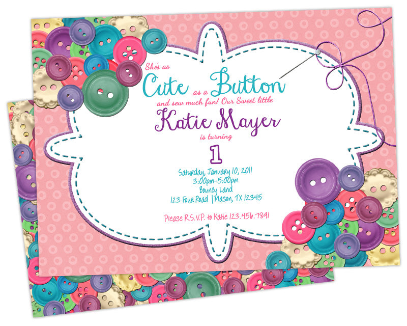 Diy Button Baby Shower Invitations