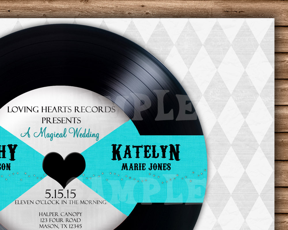 Vinyl Record Wedding Invitation and RSVP Card Set | Party Print Express