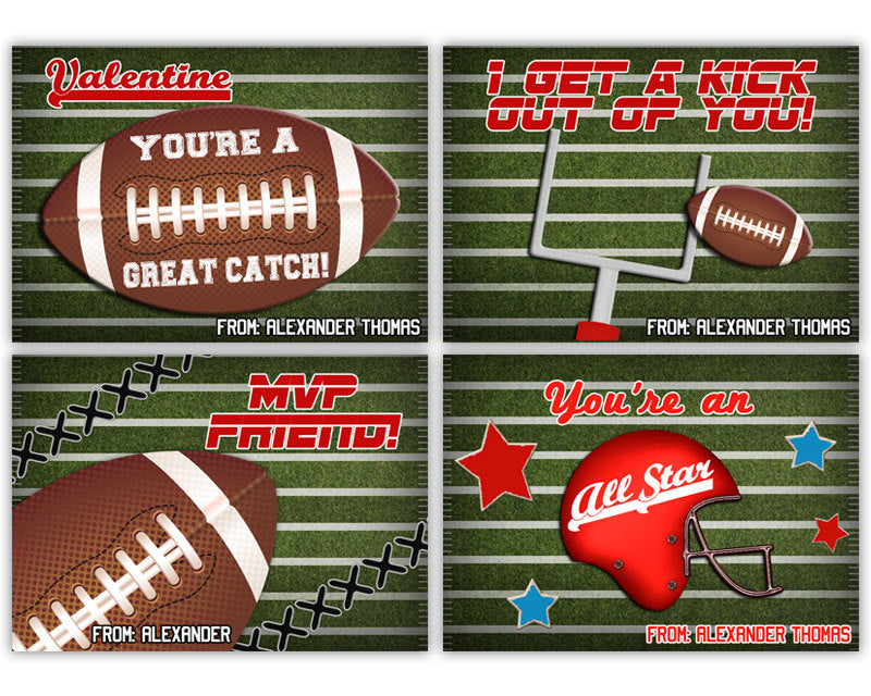 Football Valentines Card Set - All Star | Party Print Express