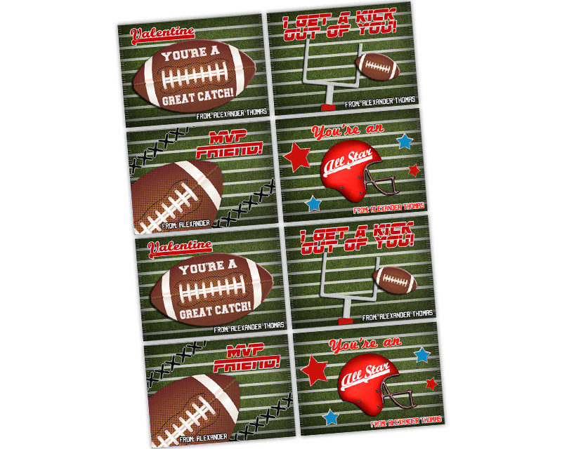 Football Valentines Card Set - All Star | Party Print Express