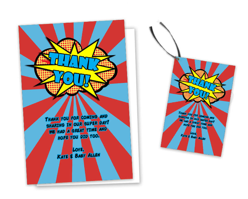 Super Hero Printable Thank You Cards