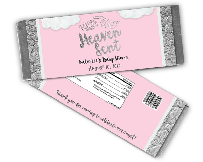 Pink Heaven Sent Candy Bar Wrappers Angel Baby Shower | Party Print Express